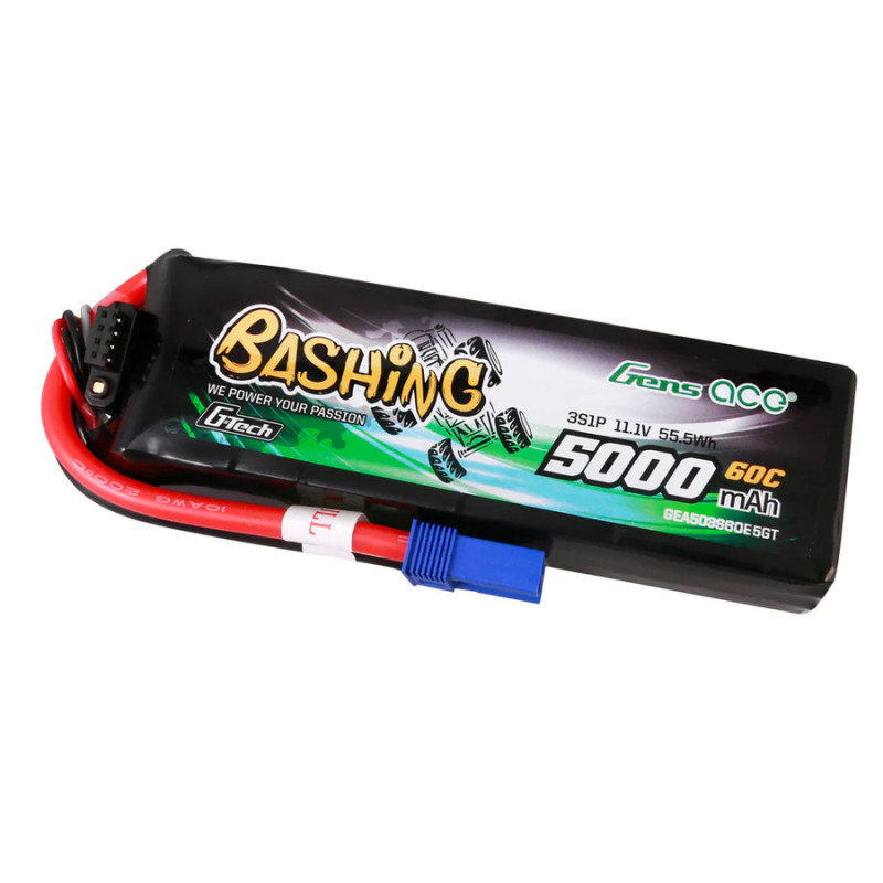 Gens ace G-Tech 5000mAh 11.1V 3S 60C Lipo Battery Pack with EC5 Plug ...